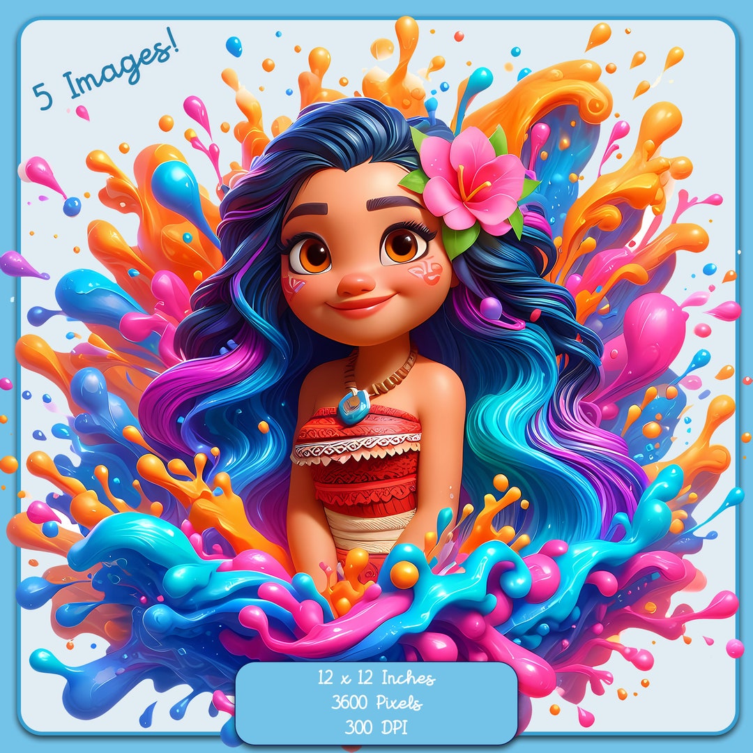 Moana Watercolor Splash, Clipart Images, Graphics and Artwork, Rainbow ...