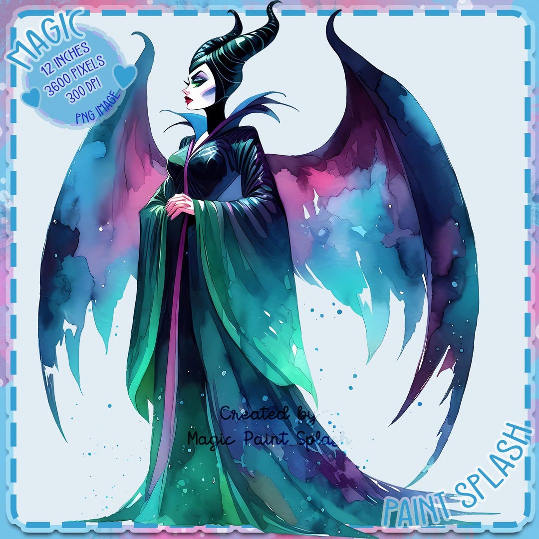 Maleficent Watercolor Splash, Clipart Images, Graphics and Artwork ...
