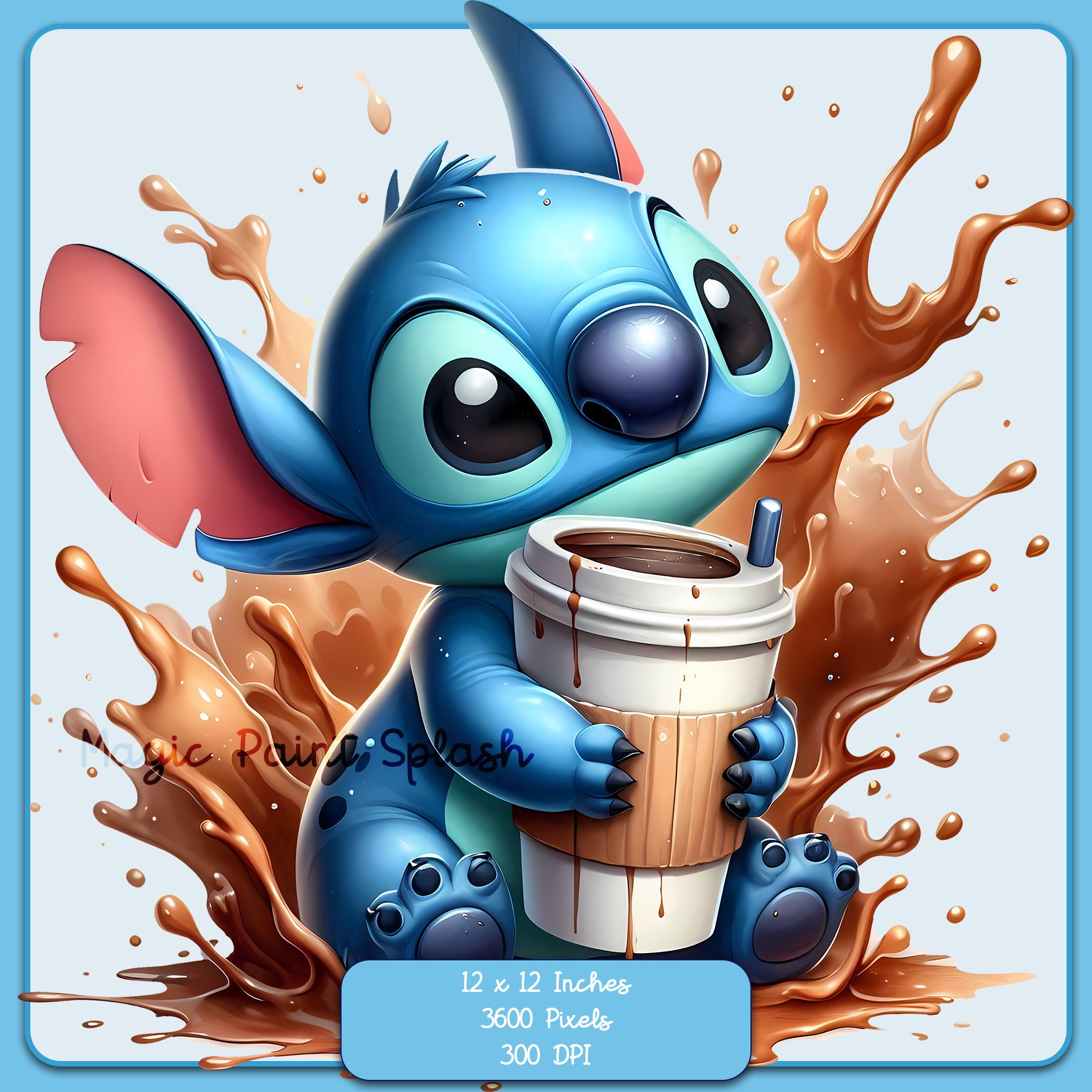 Stitch Coffee Watercolor Splash, Clipart Images, Graphics and Artwork ...