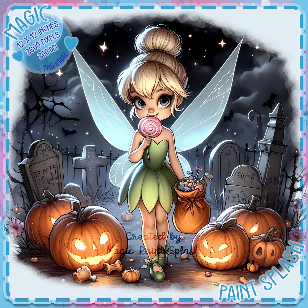 Halloween Tinkerbell PNG: Watercolor Fairy Clipart (digital Download ...