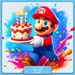 Super Mario Birthday Clipart: Watercolor Splash PNG (digital Download ...