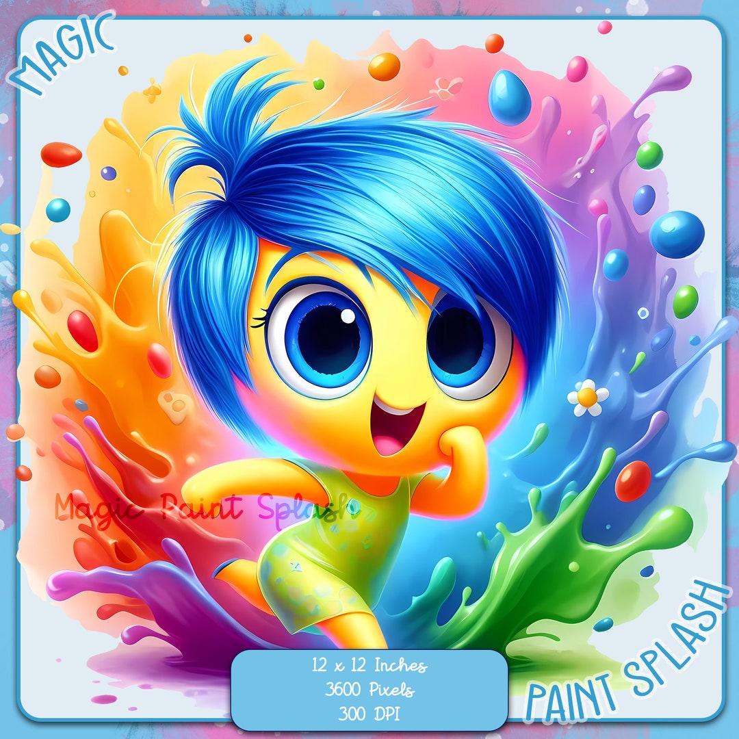 Joy Inside Out Watercolor Splash Clipart: Rainbow PNG (digital Download ...
