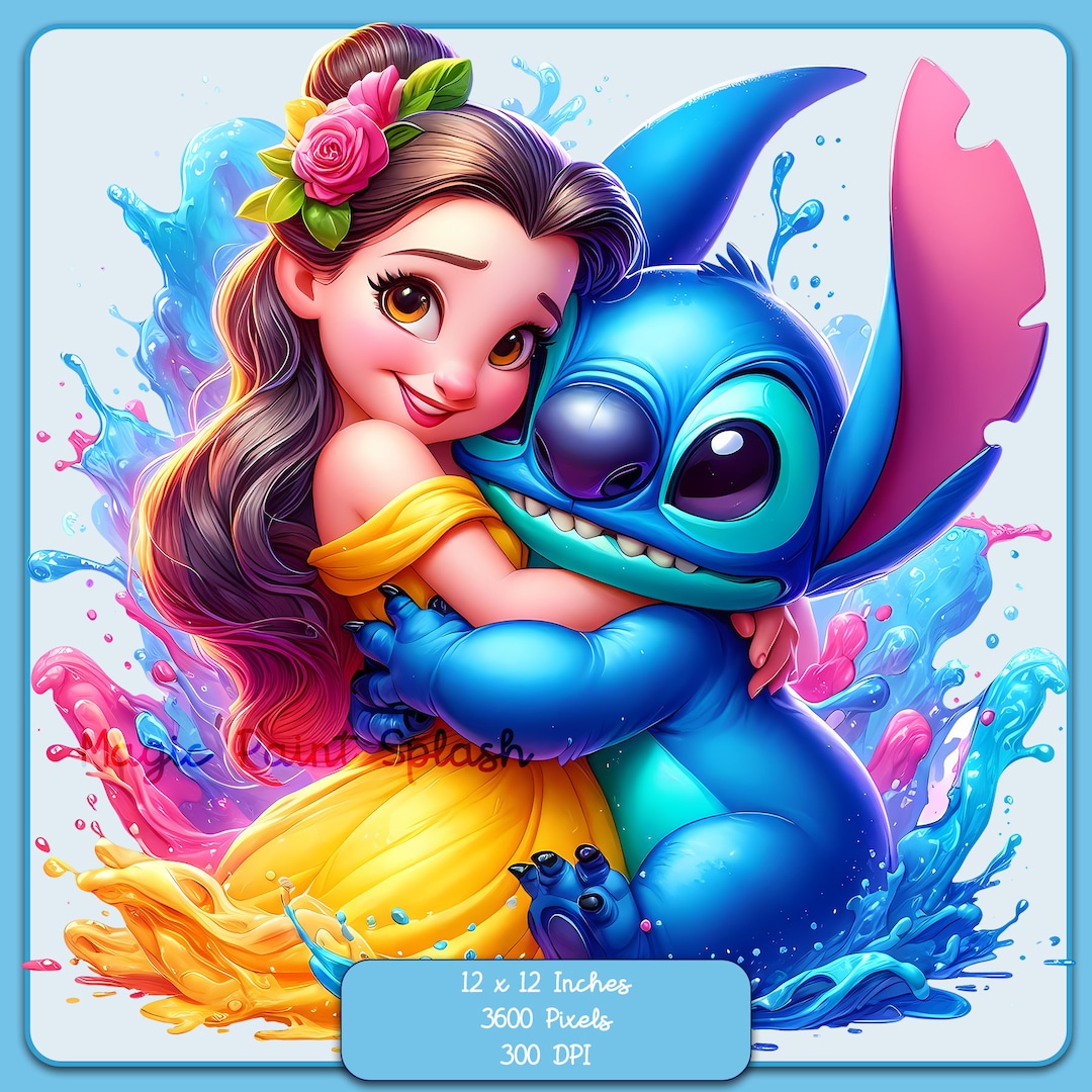 Belle and Stitch Watercolor Splash, Clipart Images, Graphics and ...