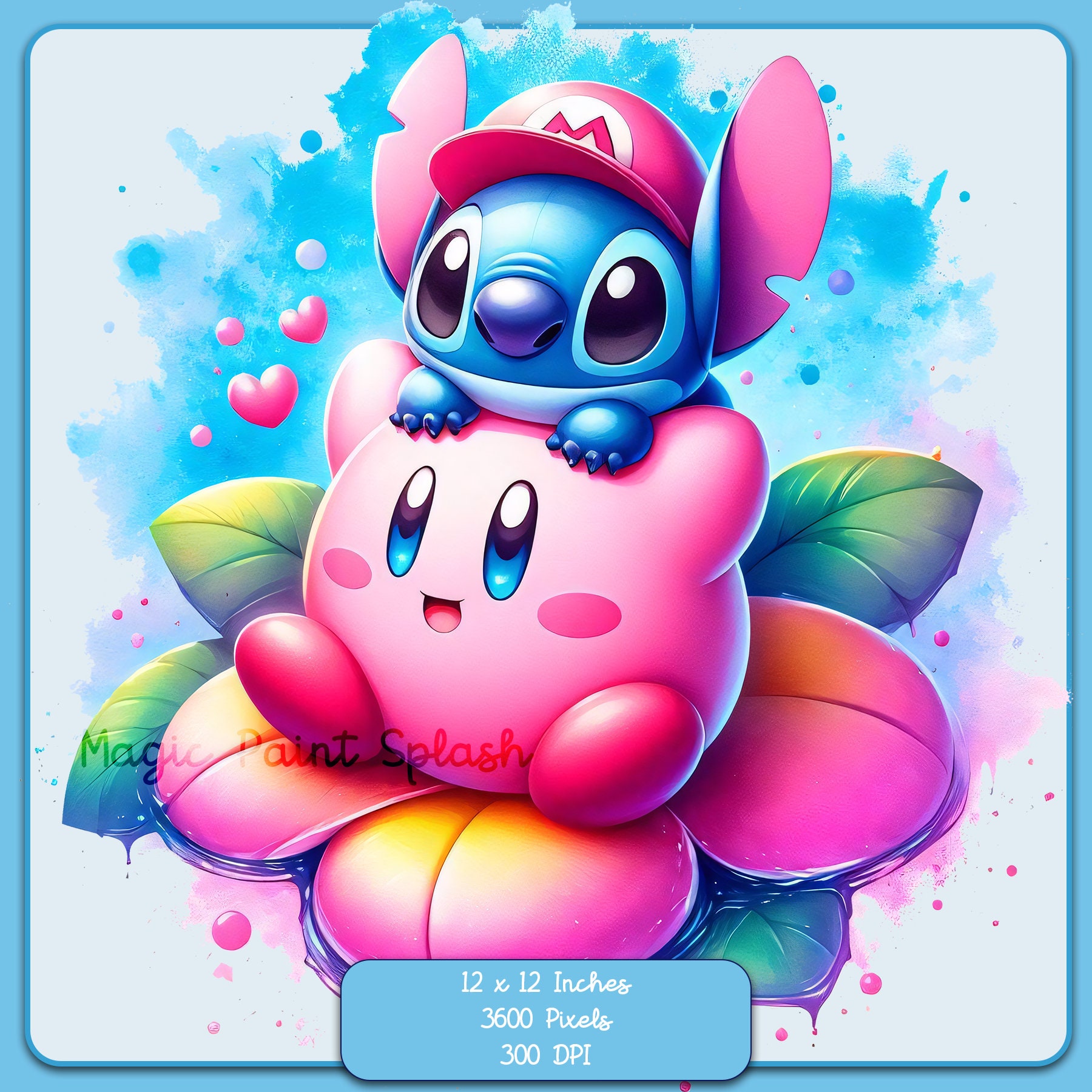 Stitch and Kirby Watercolor Splash, Clipart Images, Graphics and ...