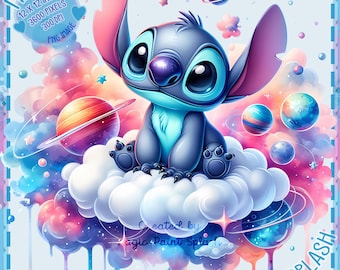 Stitch Clouds Watercolor Splash, Clipart Images, Stitch Clipart ...