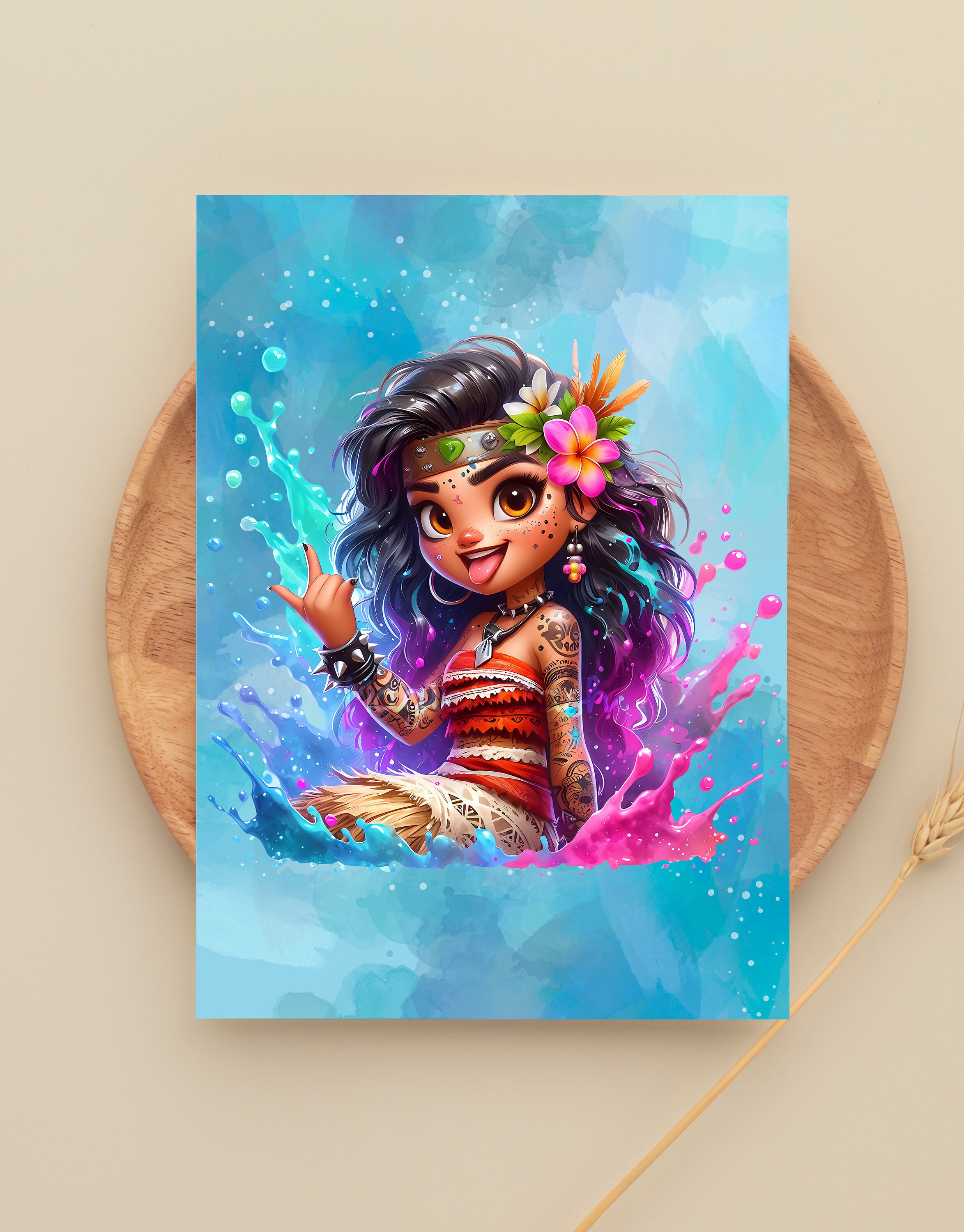 Moana Punk Rock Watercolor Splash, Clipart Images, Graphics and Artwork ...