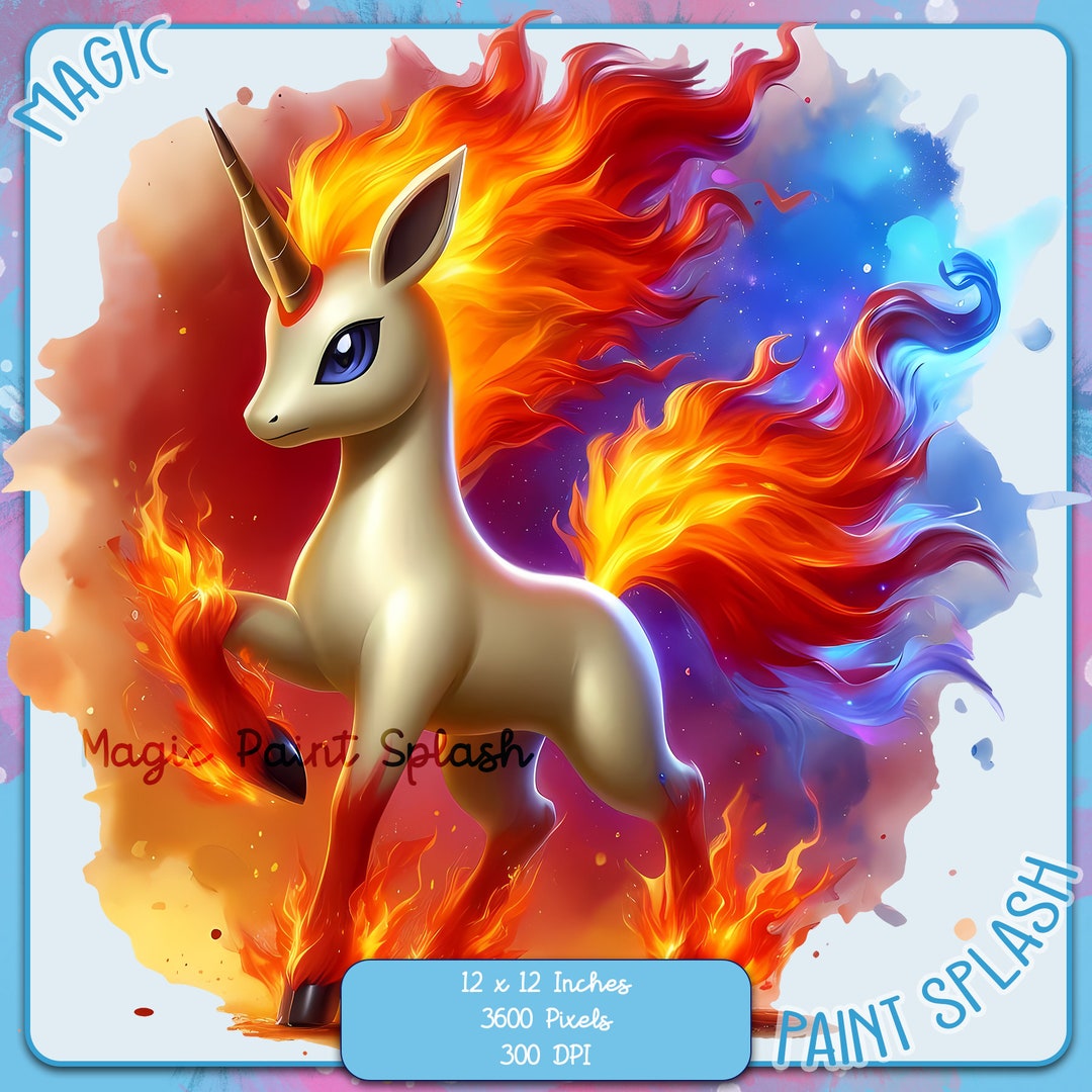 Ponyta Watercolor Splash, Clipart Images, Graphics and Artwork, Rainbow ...