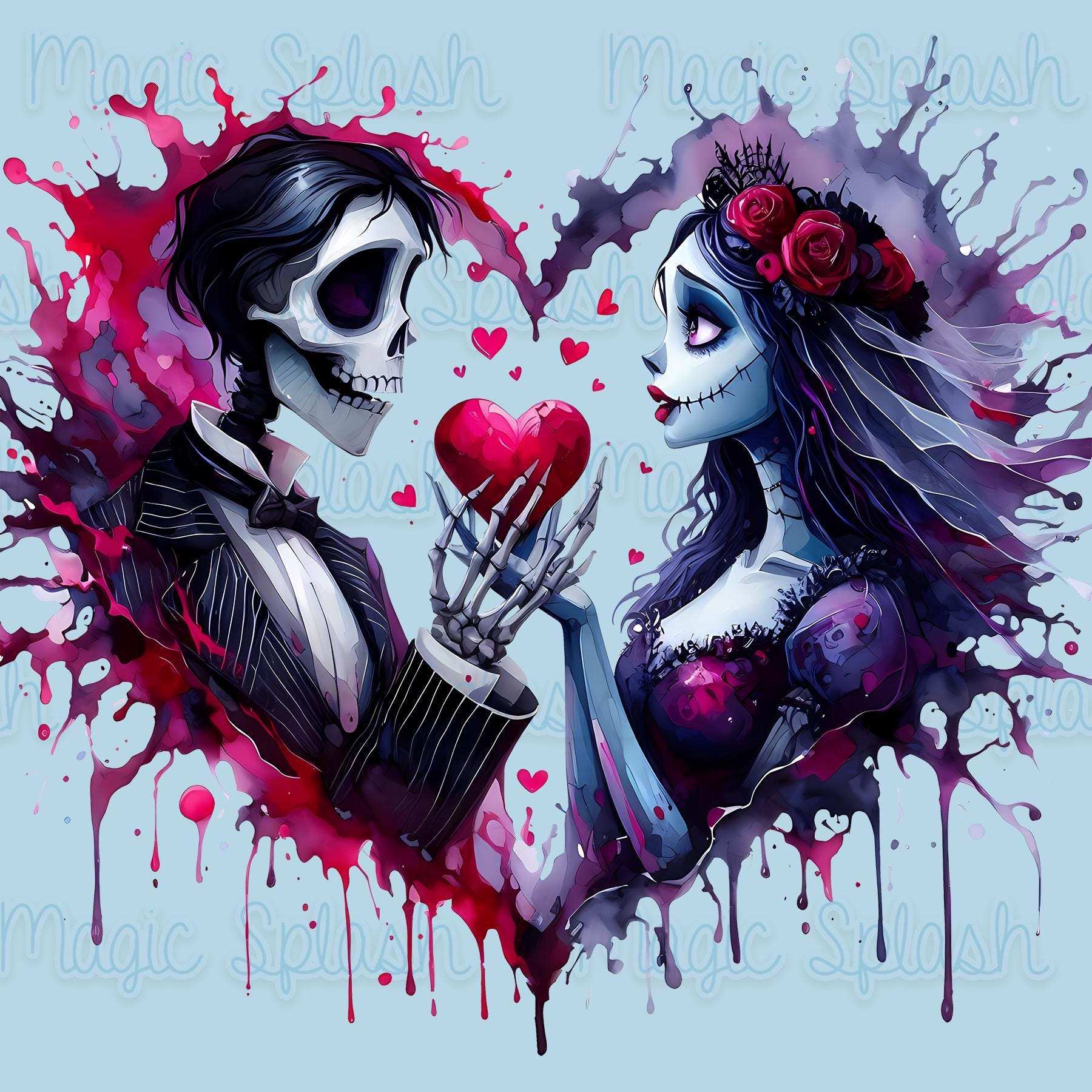 Corpse Bride Watercolor Clipart, Gothic Romance Images (PNG) - Etsy
