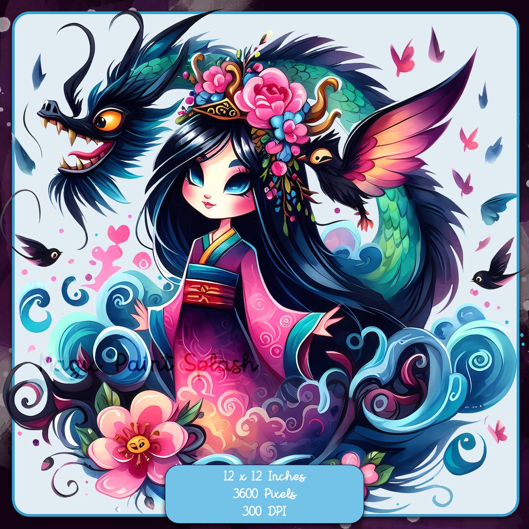 Gothic Mulan Watercolor Splash, Clipart Images, Graphics and Artwork ...