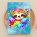 Rainbow Sloth Watercolor Splash, Clipart Images, Graphics and Artwork ...