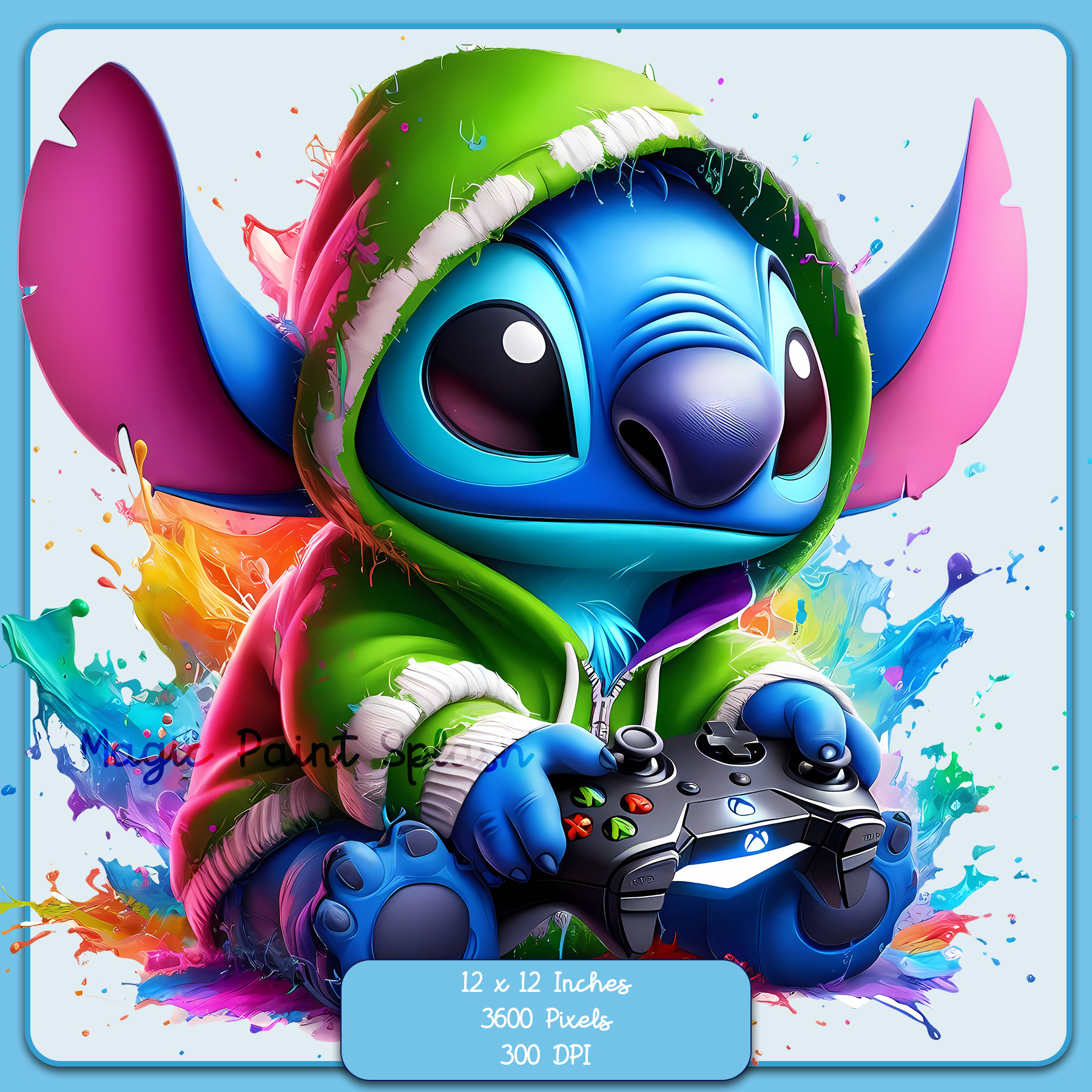 Stitch Gamer Watercolor Splash, Clipart Images, Graphics and Artwork ...