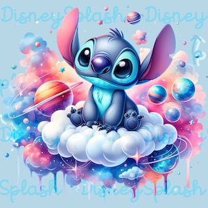 Stitch in Space Clipart: Watercolor Rainbow PNG (digital Download) - Etsy