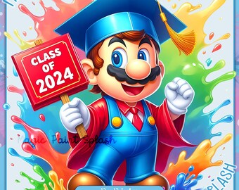 Mario Diploma Graduation Watercolor Splash, Clipart Images, Mario ...