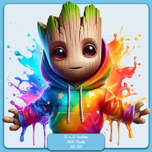Rainbow Groot Clipart: Watercolor Splash PNG Image (digital Download ...