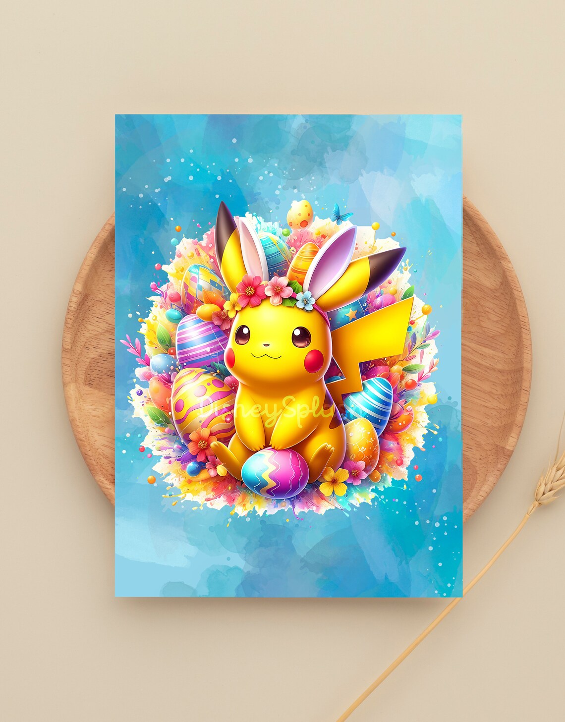 Pikachu Bunny Ears Easter Clipart, Rainbow Watercolor PNG - Etsy