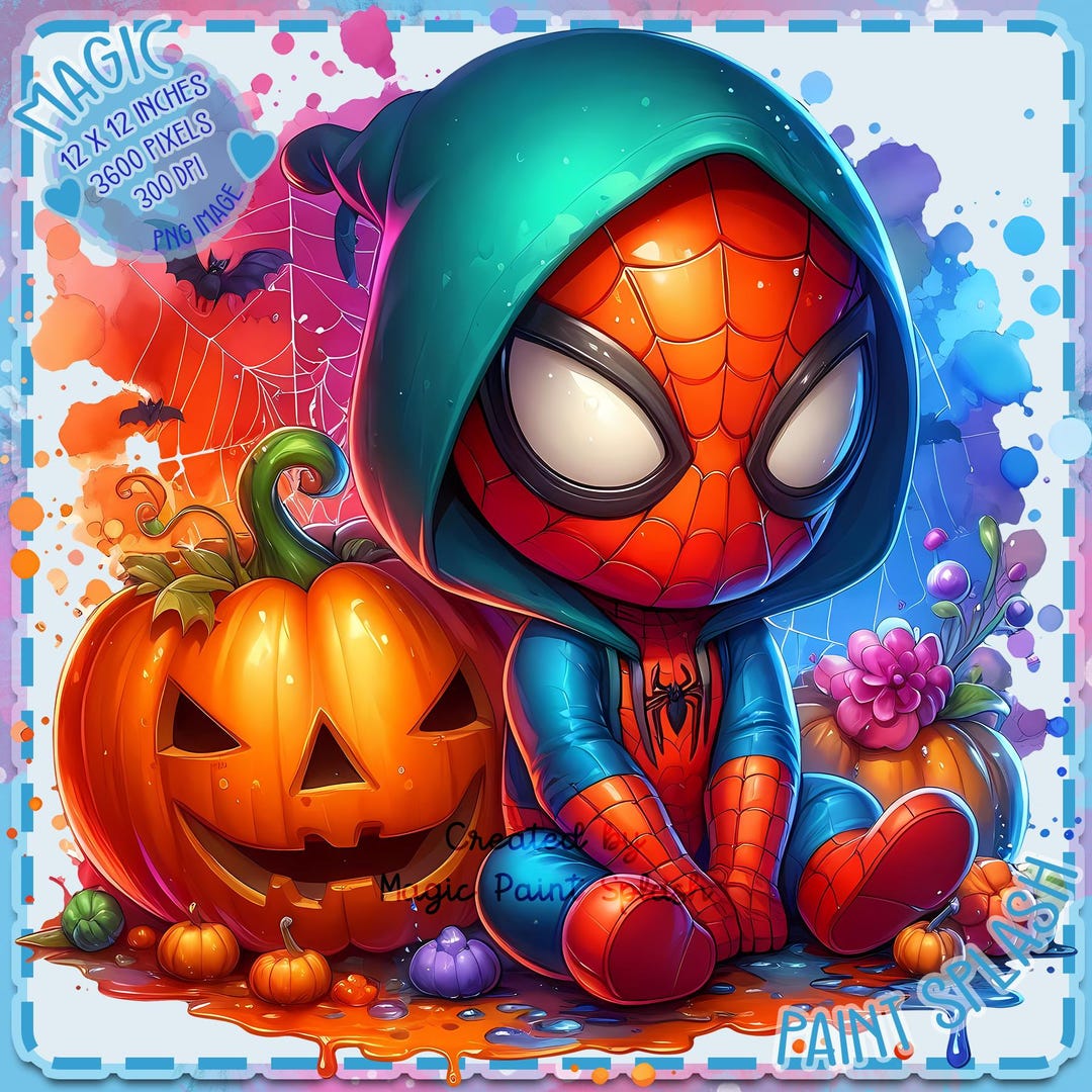 Cute Spidey Halloween, Watercolor Splash, Clipart Images, Graphics and ...