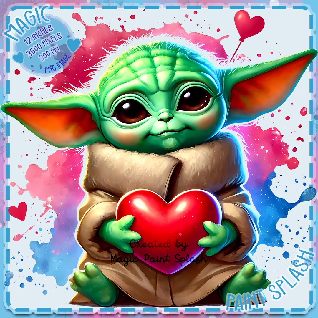 Grogu Valentine PNG, Watercolor Splash Image (digital Download) - Etsy