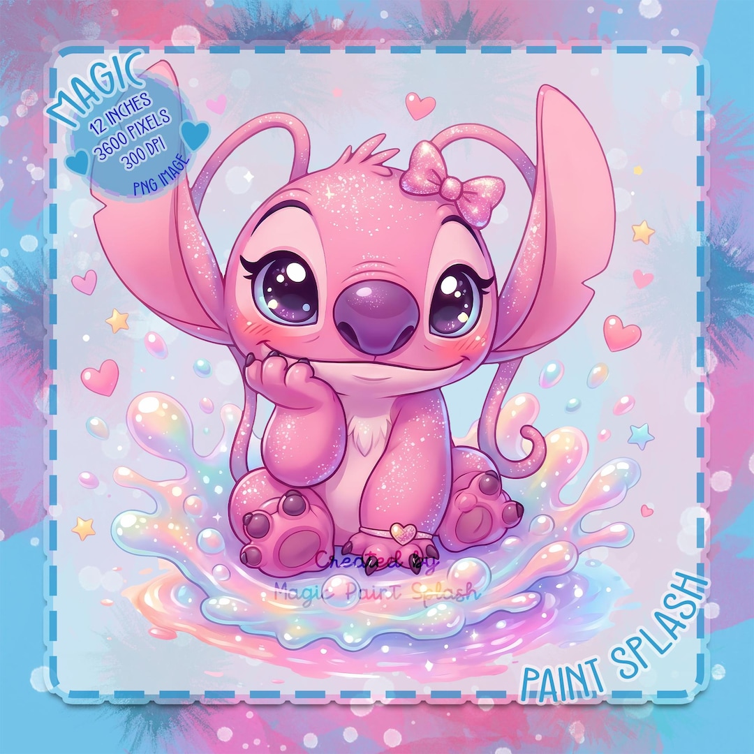 Pink Angel Girl Clipart | Glitter Stitch, Watercolor Splash (PNG File ...