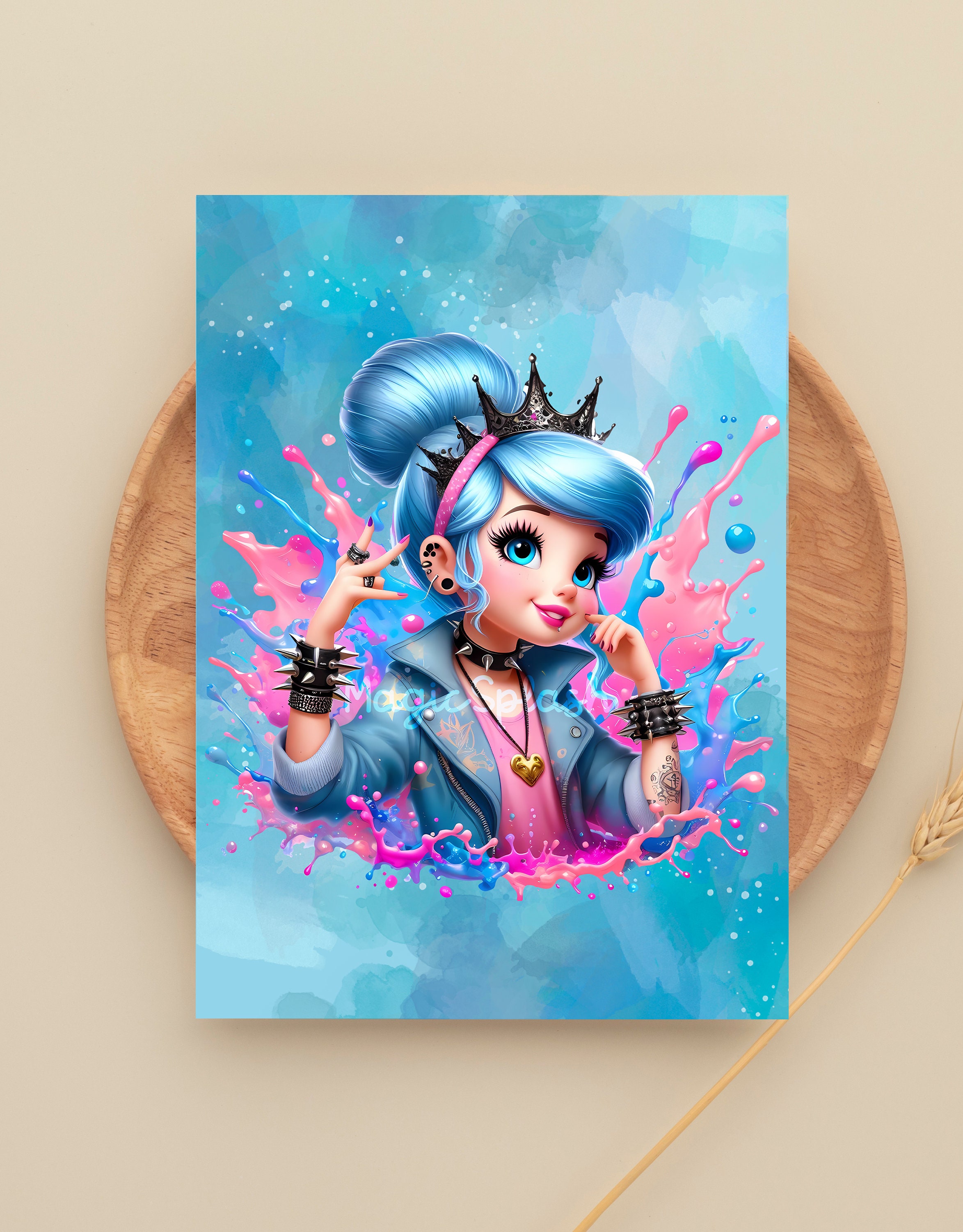 Cinderella Punk Rock Watercolor Splash, Clipart Images, Graphics and ...