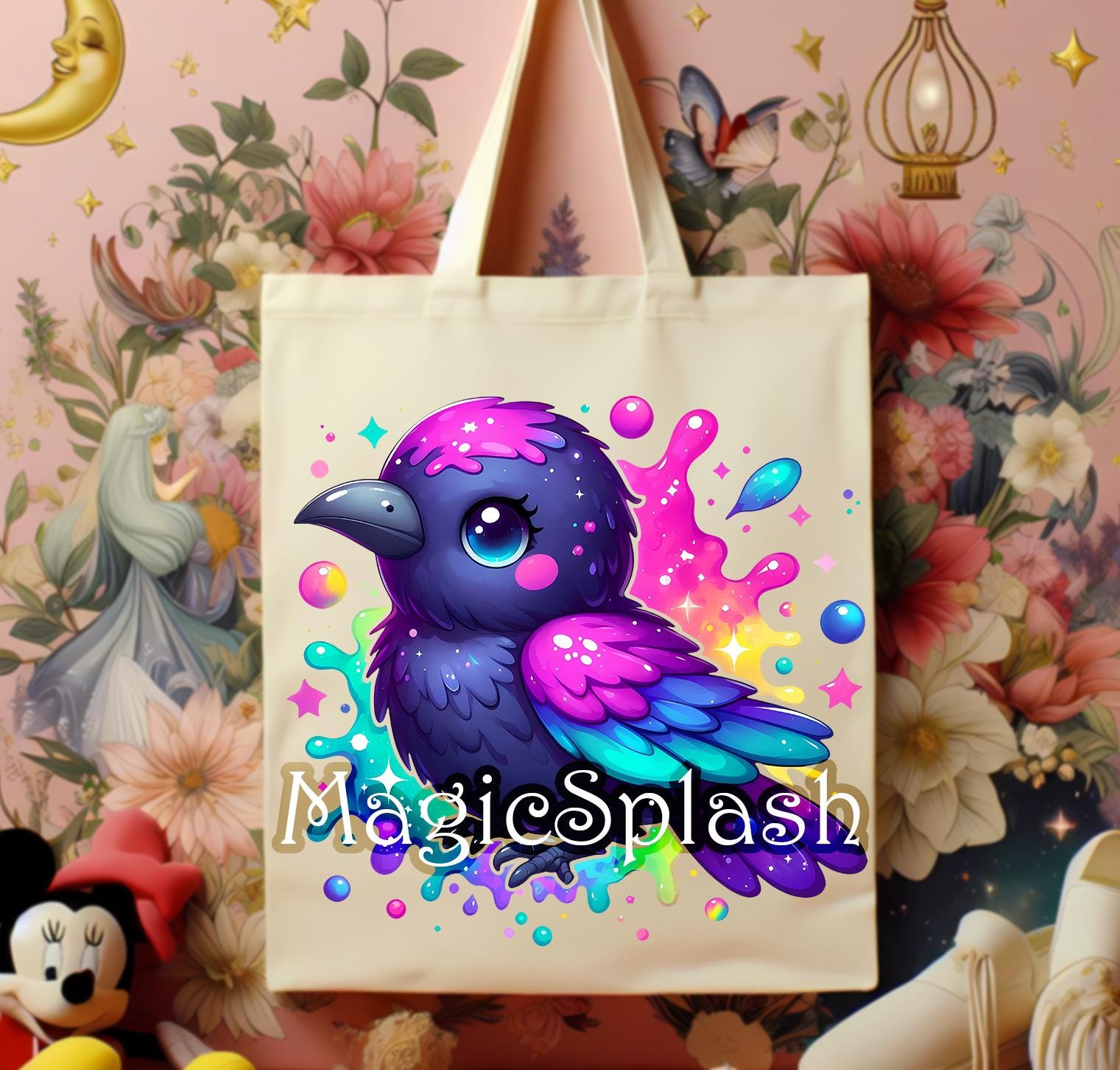 Rainbow Raven Watercolor Clipart: Splash PNG Image (digital Download ...