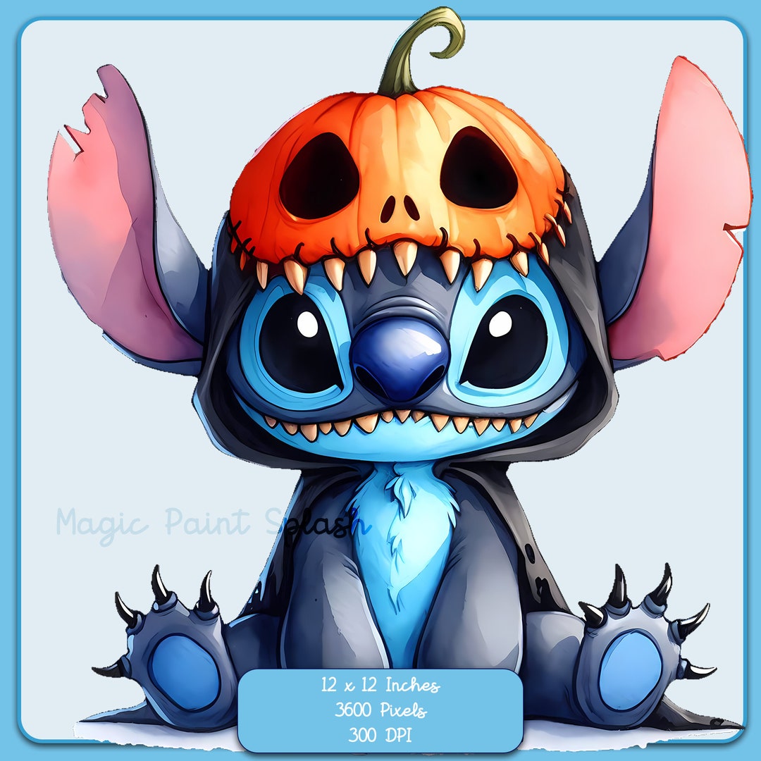 Stitch Halloween Clipart: Pumpkin Head Costume (PNG Digital Download ...