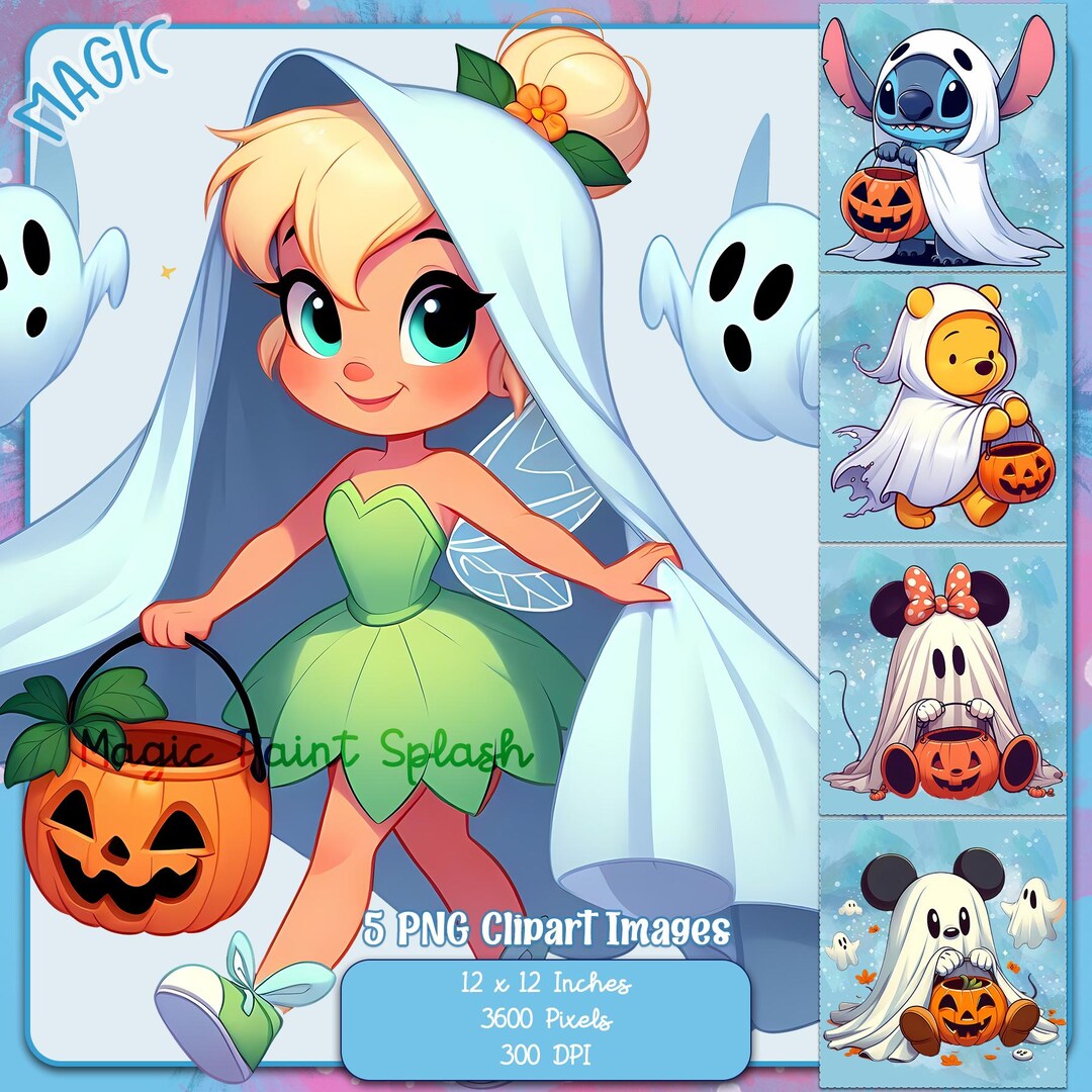 5 Halloween Ghosts PNG Clipart: Rainbow Spooky Images (digital Download ...