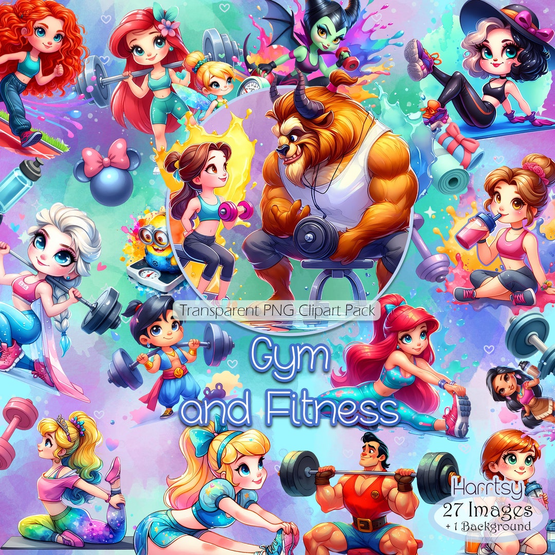 Fitness Characters Clipart Set: Workout PNG Images (digital Download ...