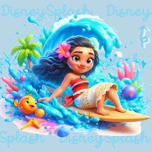 Moana Watercolor Clipart: Rainbow Splash PNG Images (digital Download ...