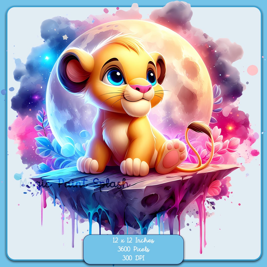Simba Cub Watercolor Splash, Clipart Images, Graphics and Artwork ...