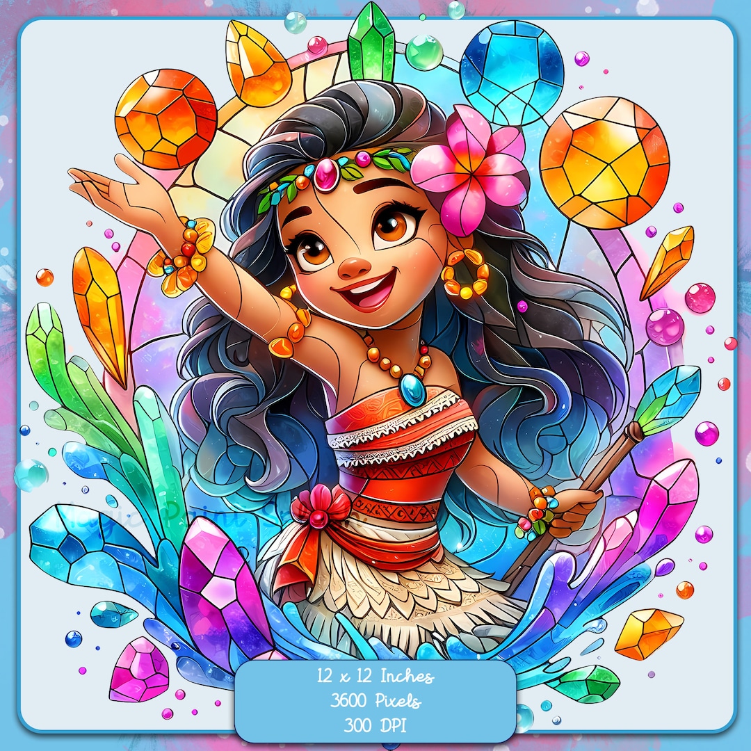 Moana Gemstones Watercolor Splash: Princess PNG Clipart (digital ...