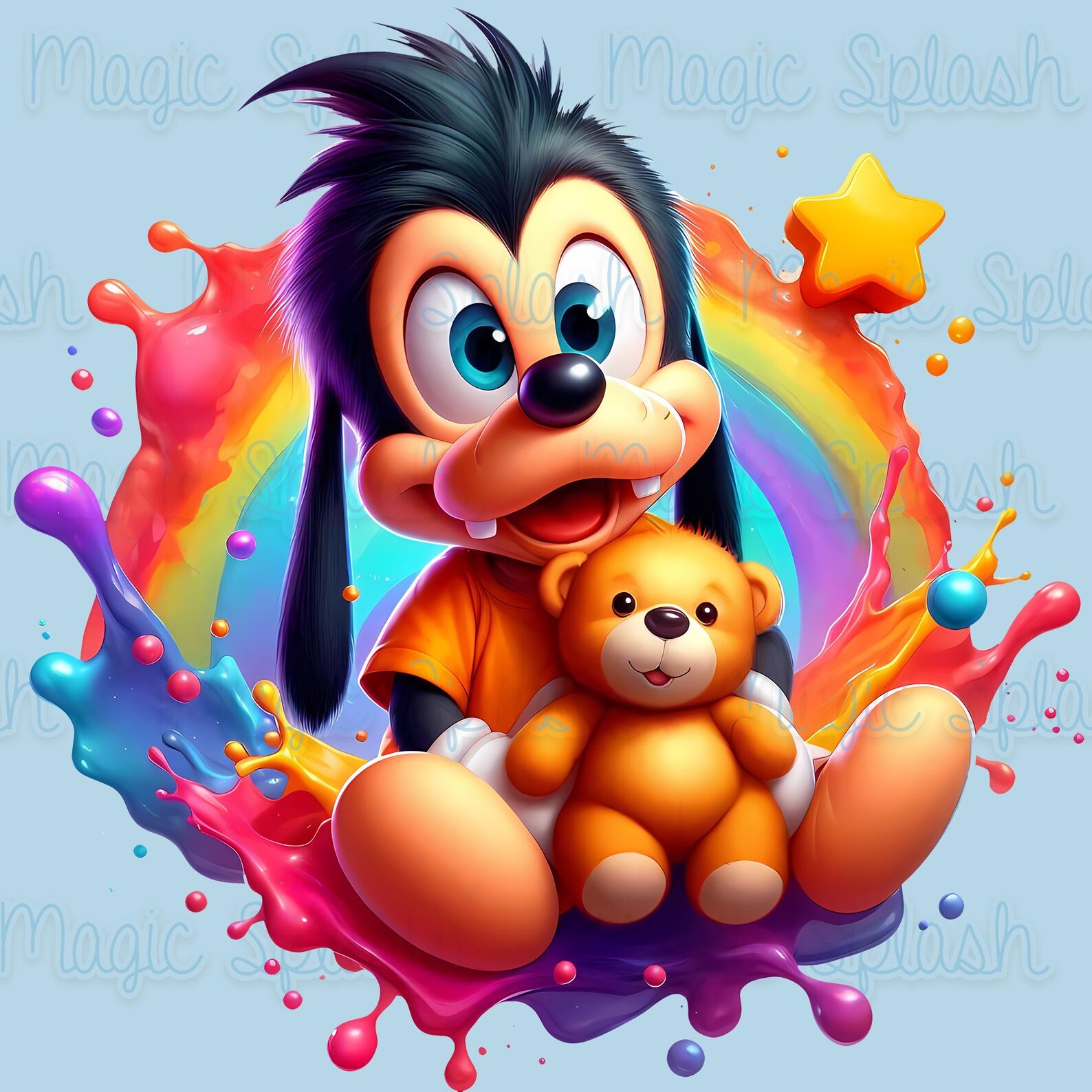 Baby Max Watercolor Splash Clipart: Rainbow Puppy PNG (digital Download ...