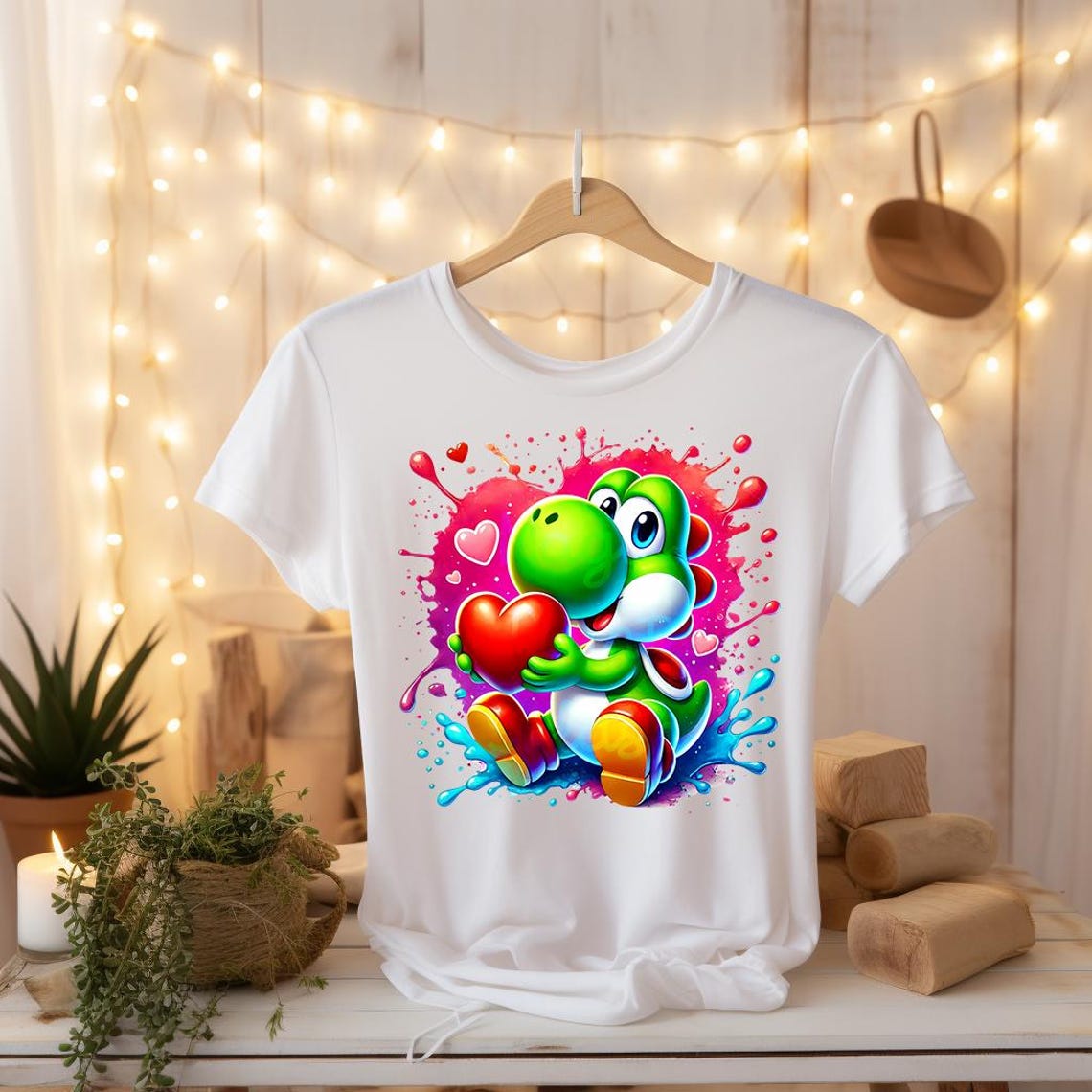 Yoshi Valentine PNG: Watercolor Dragon Clipart (digital Download) - Etsy