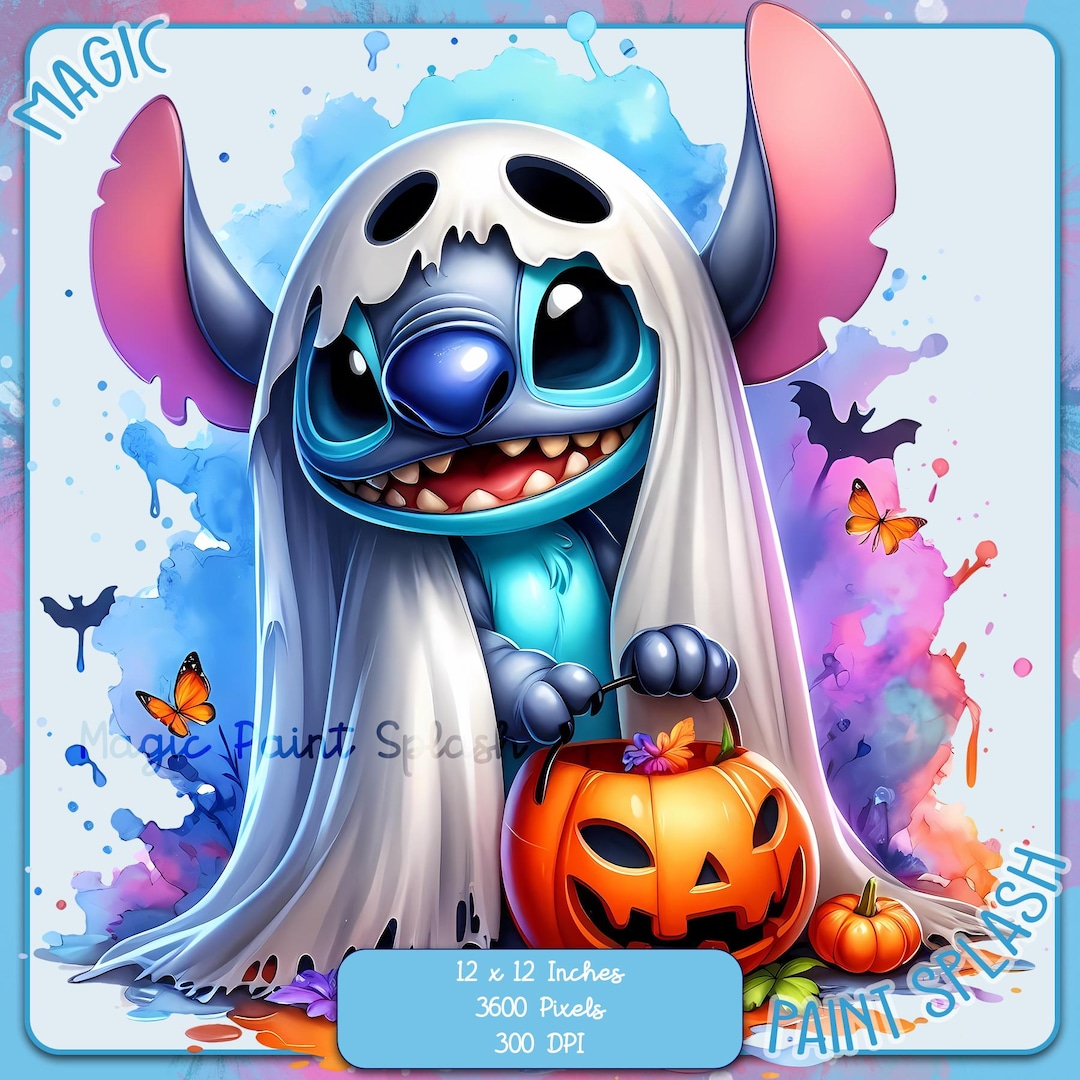 Stitch Ghost Watercolor Splash PNG Image, Clipart Images, Graphics and ...