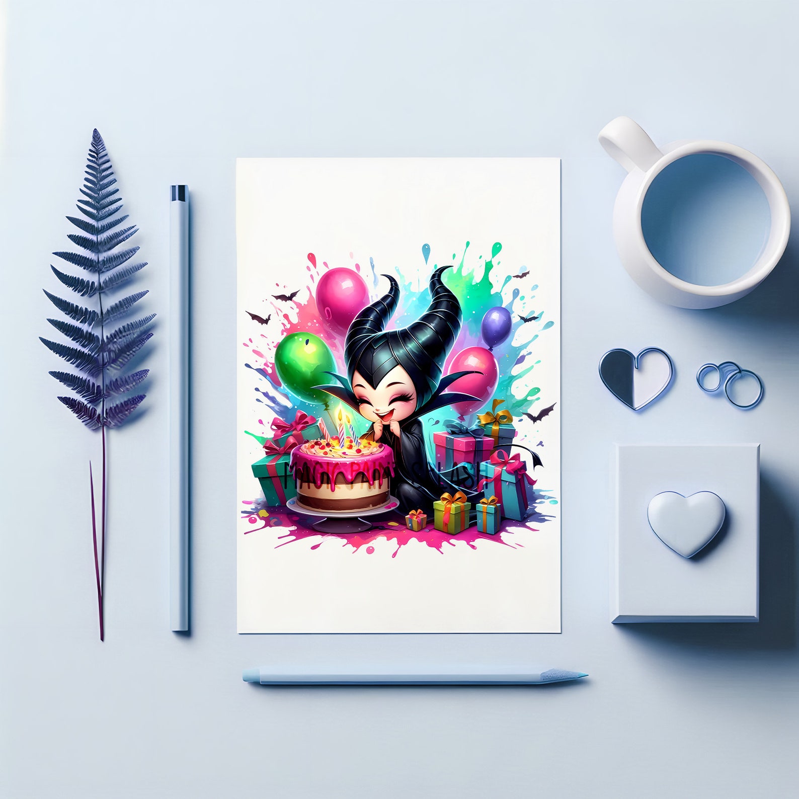 Maleficent Birthday Watercolor Splash PNG: Villain Clip Art (digital ...