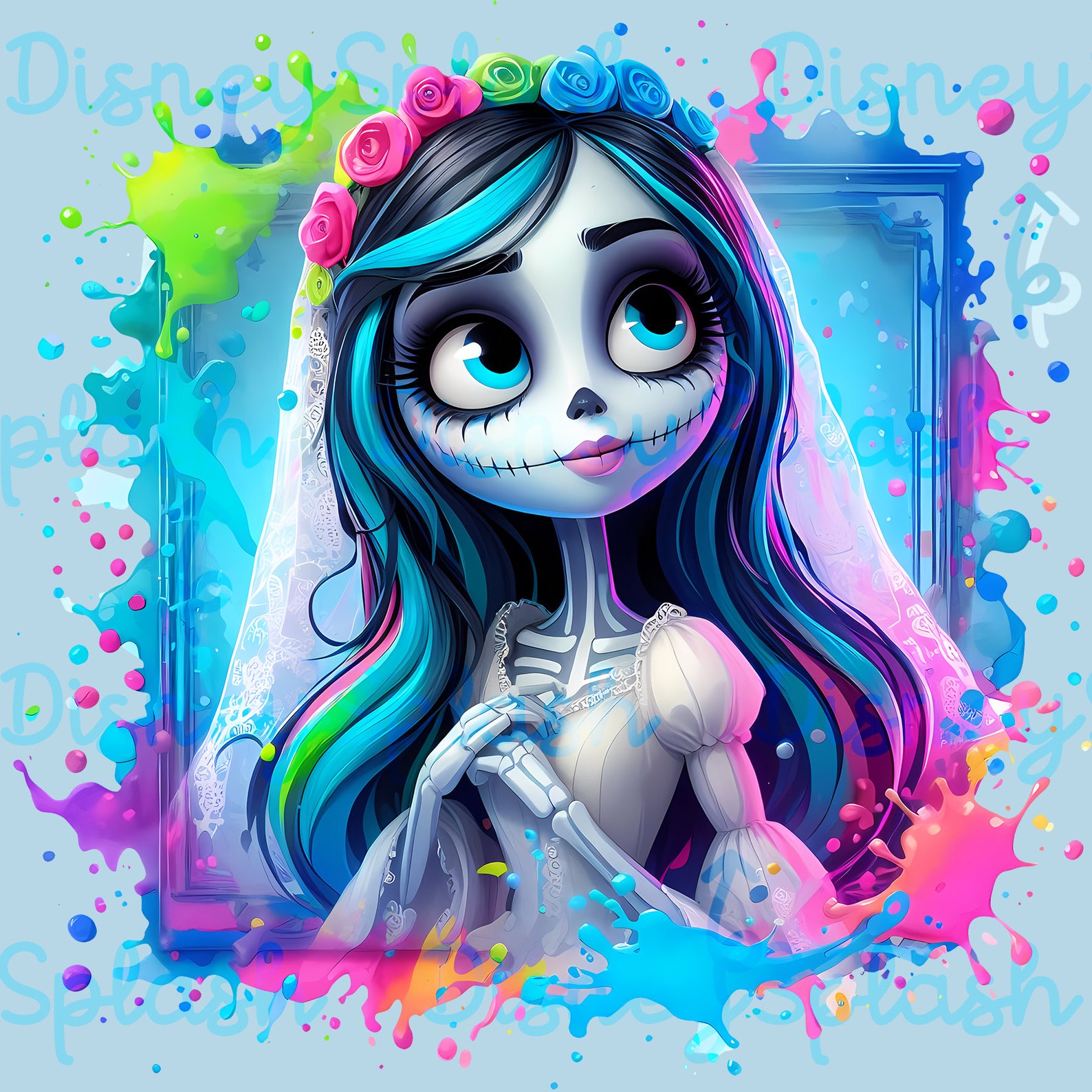 Corpse Bride Clipart: Emily Watercolor Splash PNG (digital Download) - Etsy