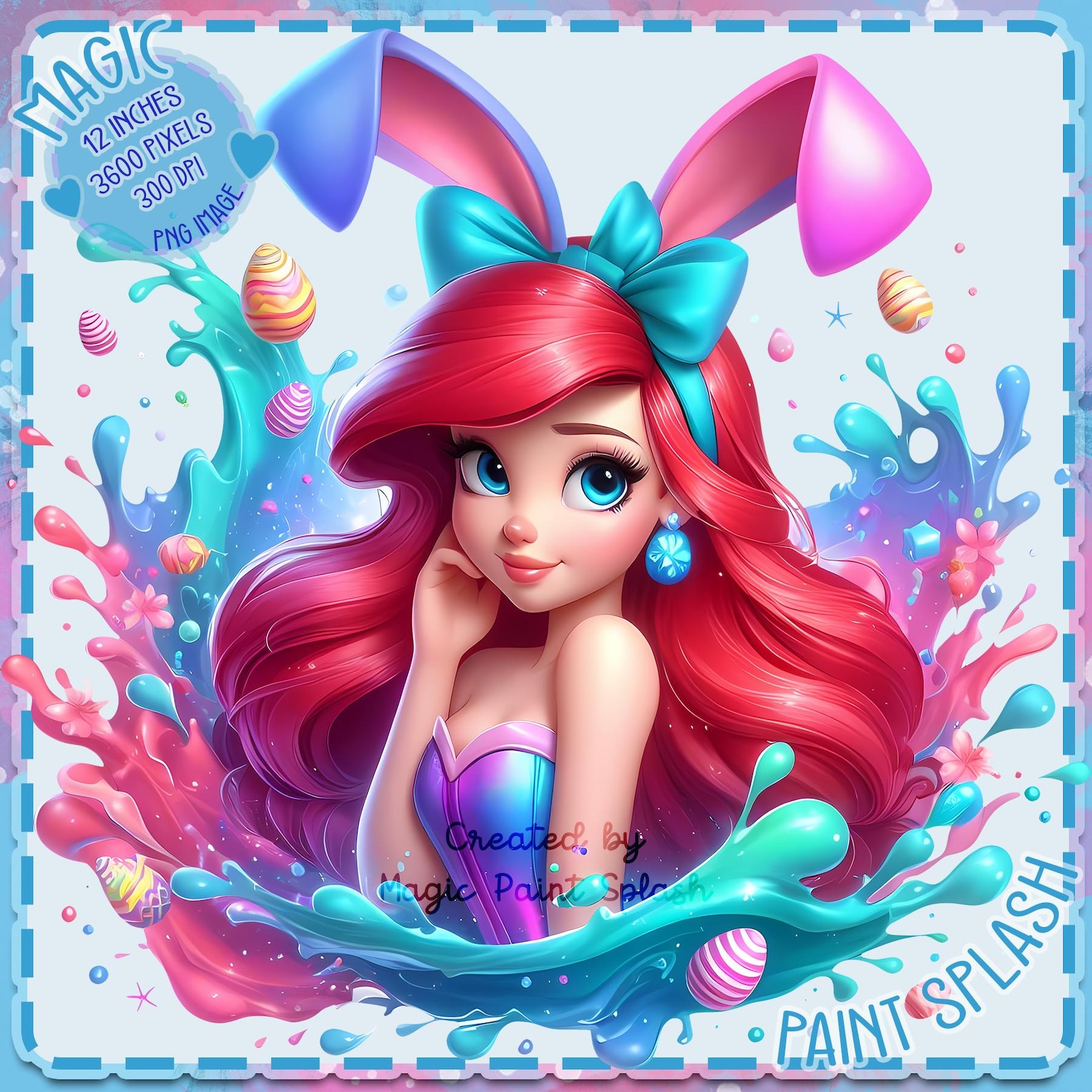 Easter Bunny Ariel PNG | Cute Mermaid Clipart | Sublimation | 300 DPI ...