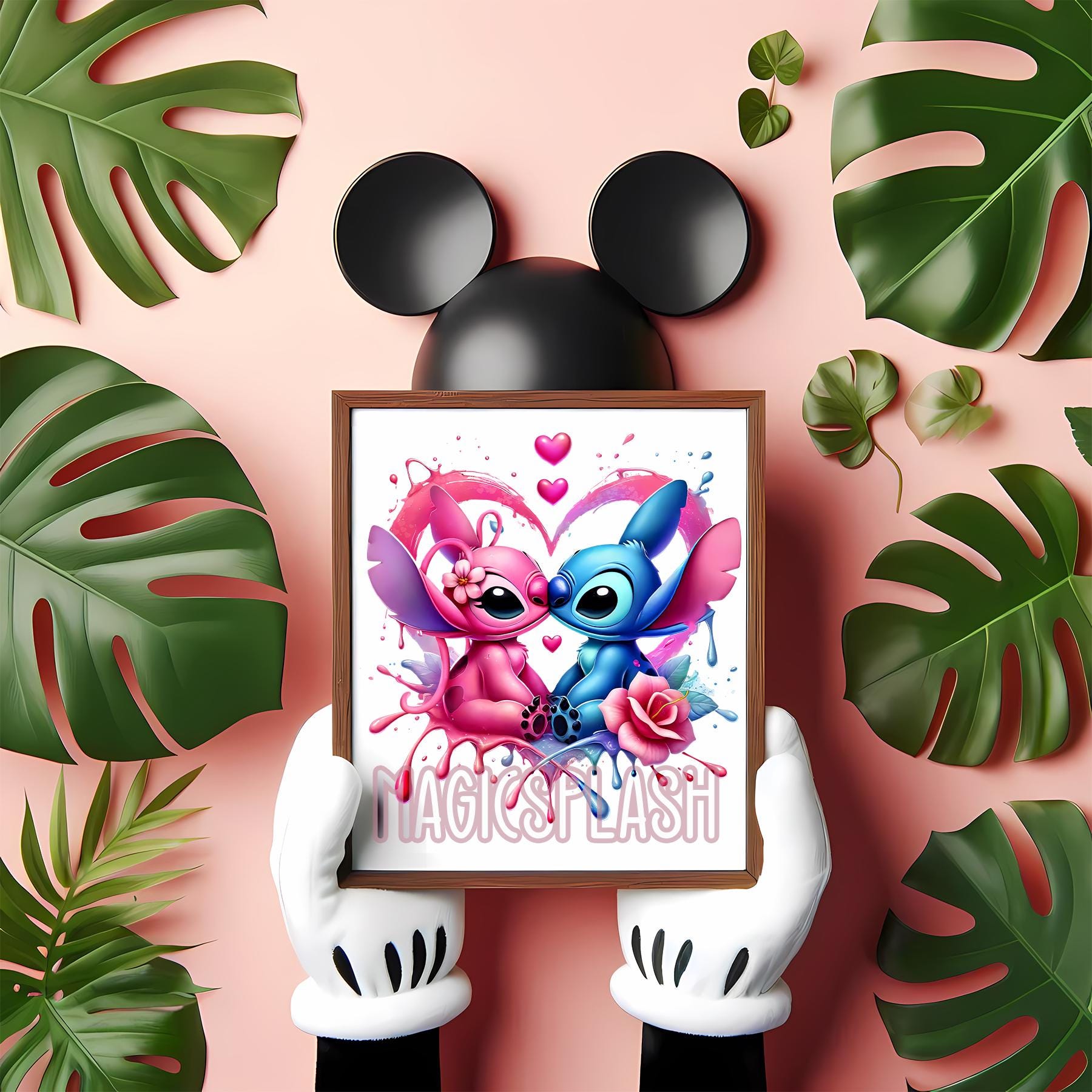 Stitch and Angel Watercolor PNG Clipart, Rainbow Art (digital Download ...
