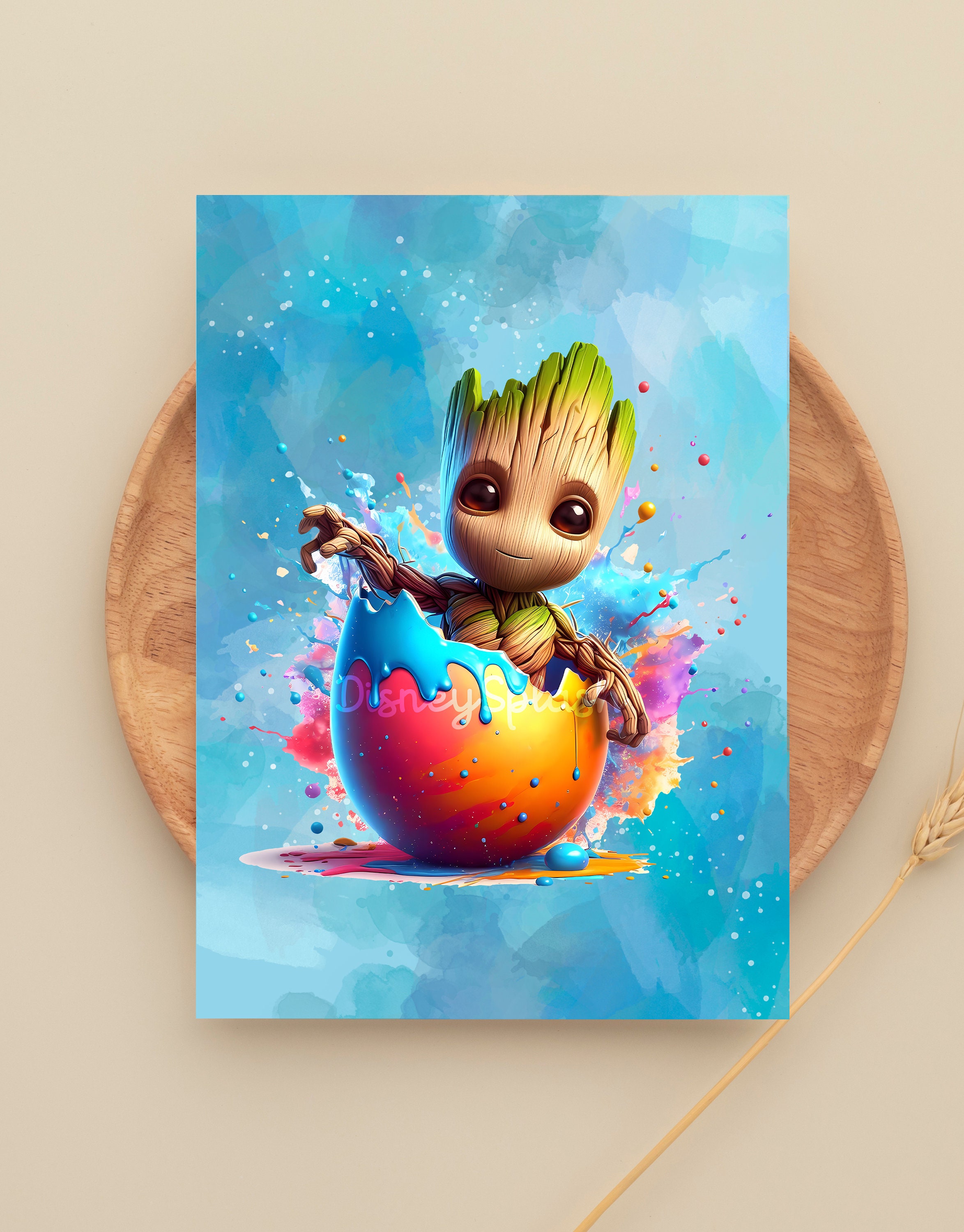 Baby Groot Easter Egg Clipart: Watercolor Splash PNG (digital Download ...