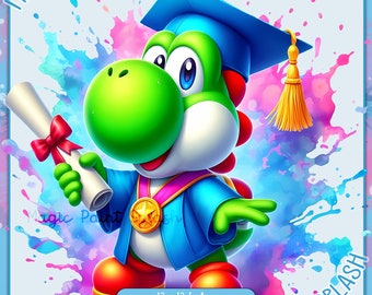 Mario Diploma Graduation Watercolor Splash, Clipart Images, Graphics ...