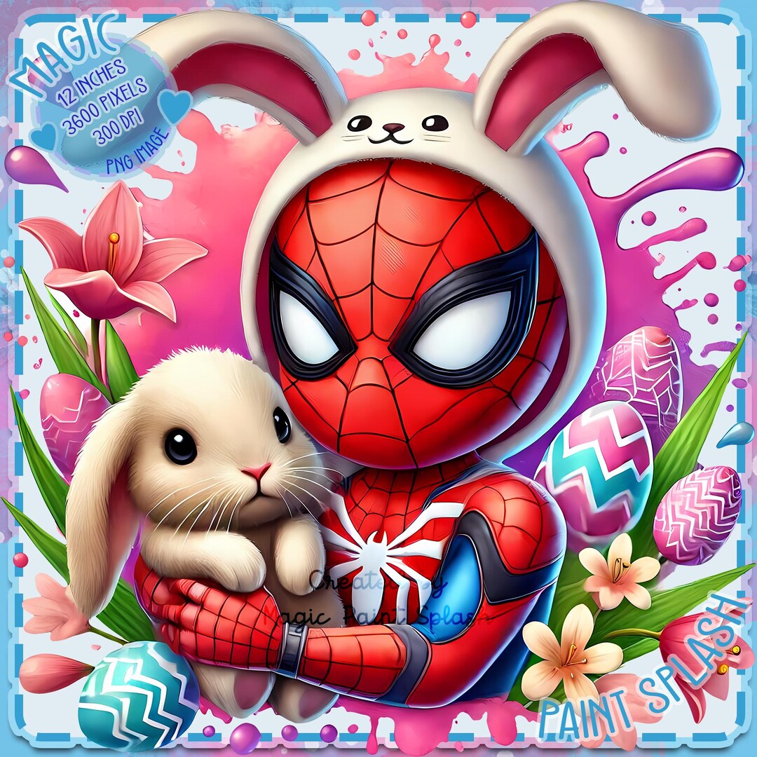 Cute Spidey Easter Watercolor Splash, Clipart Images, Graphics and ...