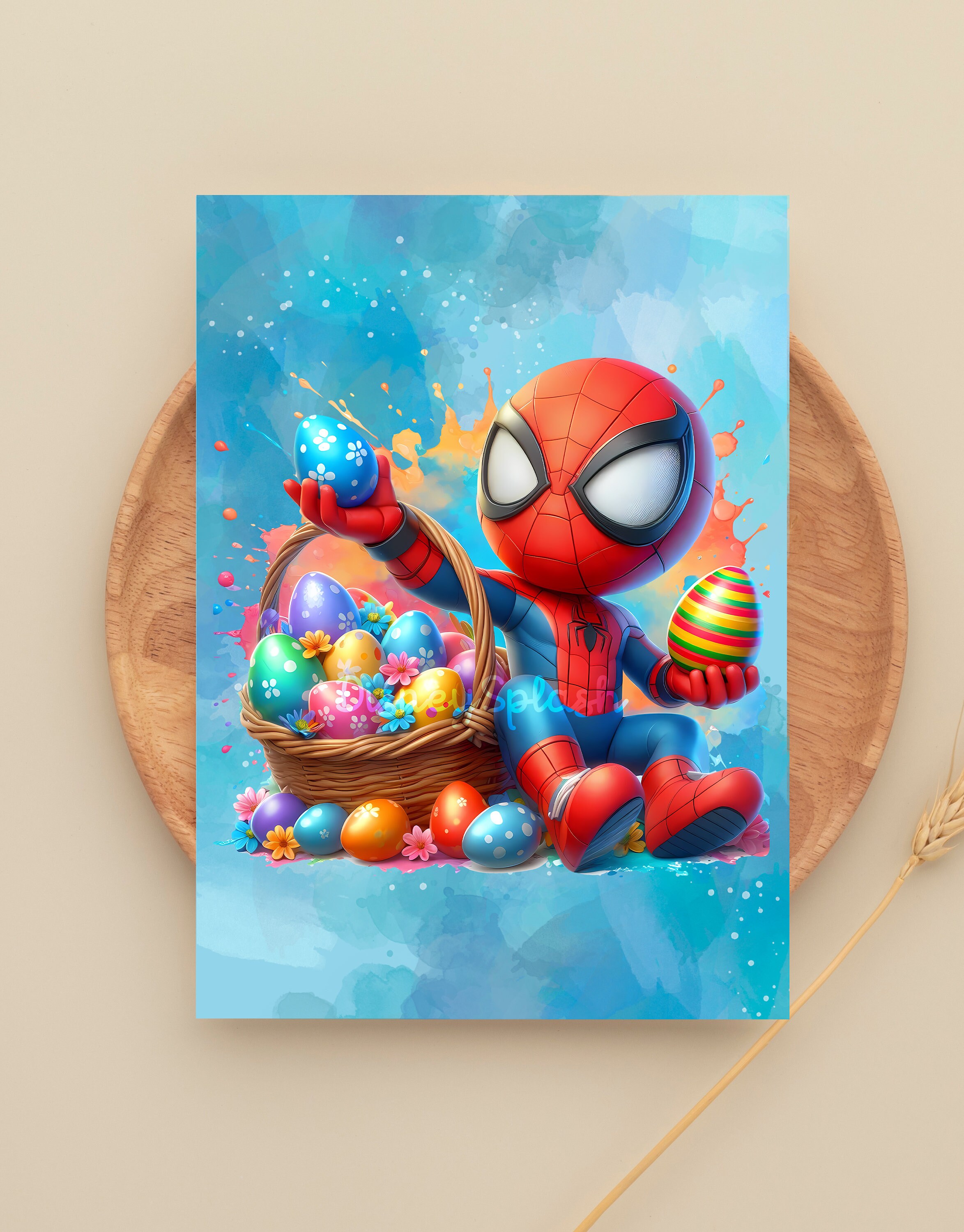 Cute Spidey Easter Watercolor Splash, Clipart Images, Graphics and ...