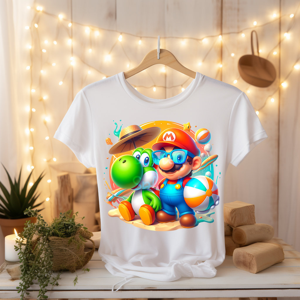 Mario and Yoshi Summer Watercolor Splash, Clipart Images, Graphics and ...