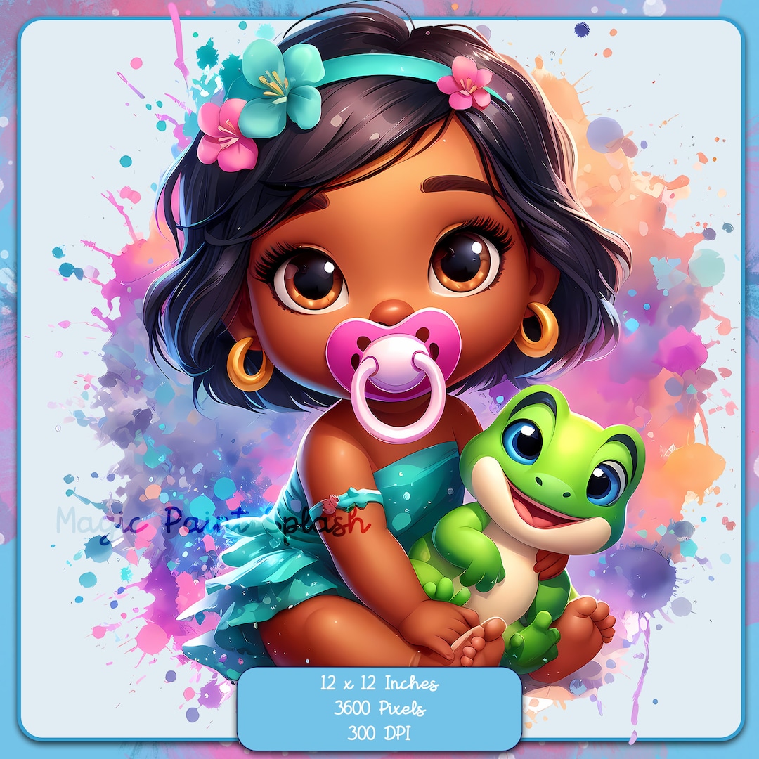 Baby Tiana Watercolor Splash, Clipart Images, Graphics and Artwork ...