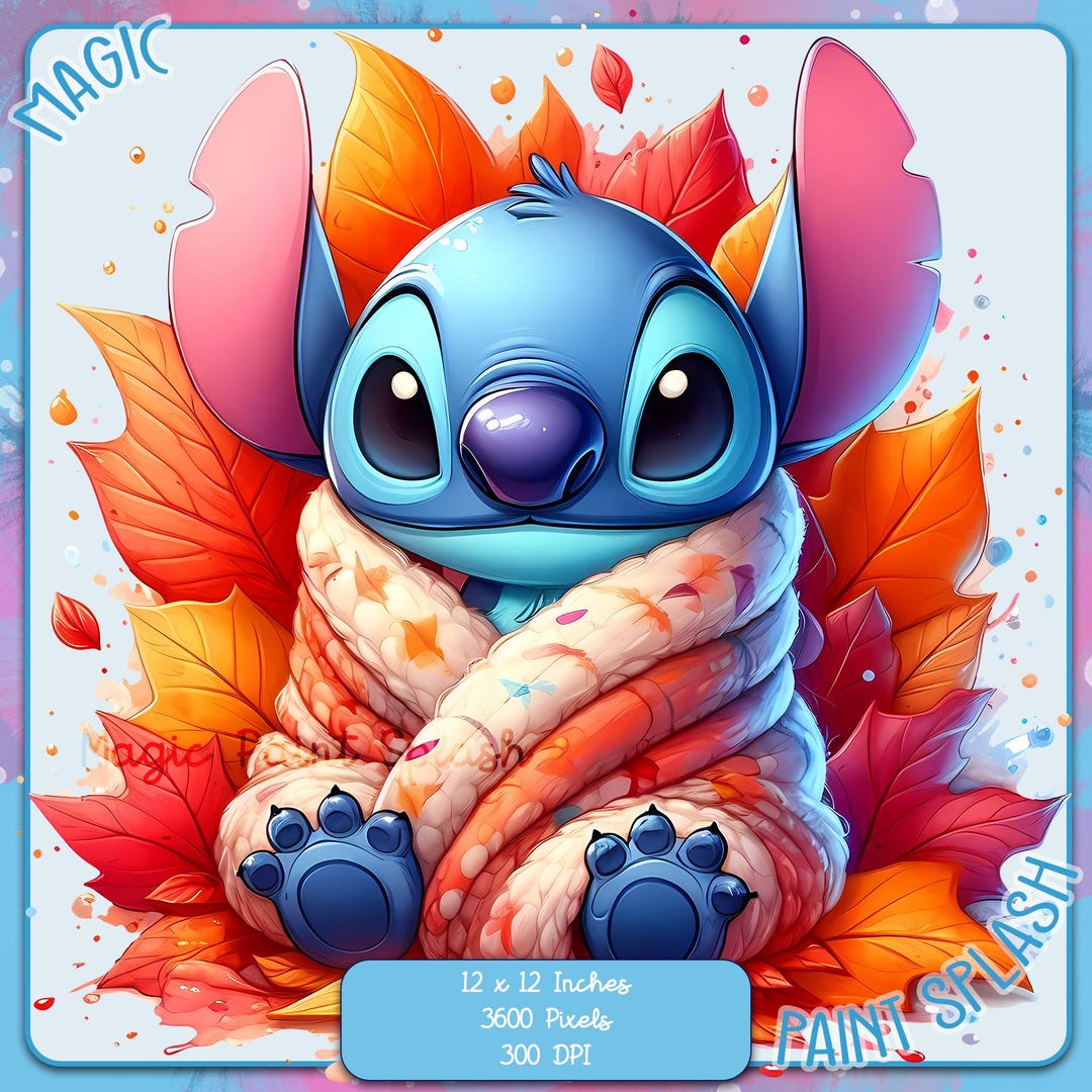 Stitch Autumn Watercolor Splash, Clipart Images, Graphics and Artwork ...