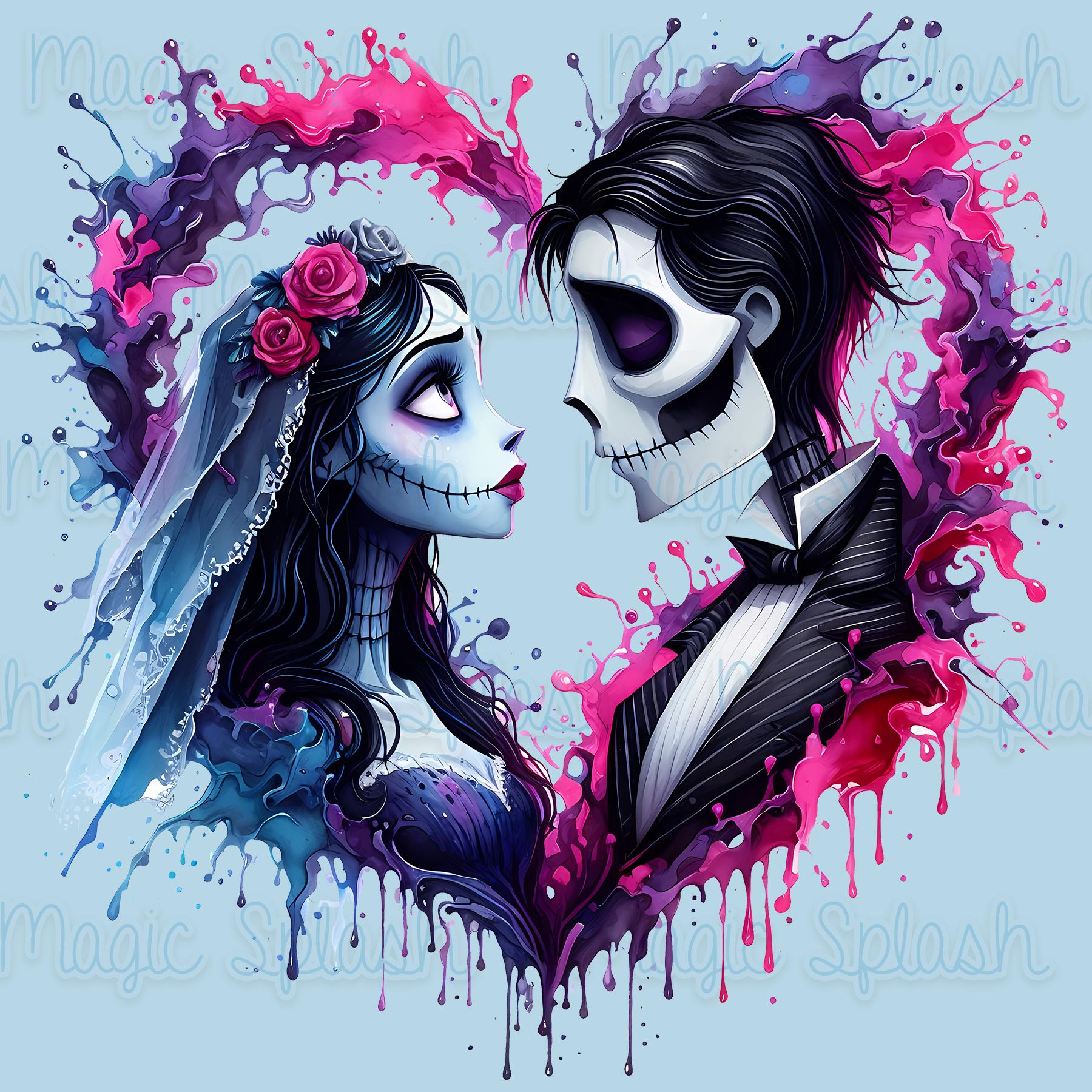 Corpse Bride Watercolor Clipart, Gothic Romance Images (PNG) - Etsy