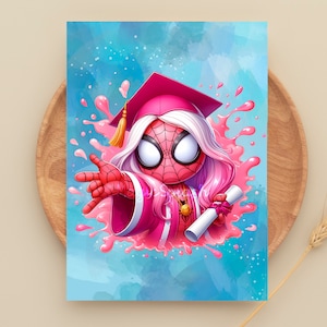 Spider-girl Graduation Diploma Clipart: Superhero PNG Image (digital ...