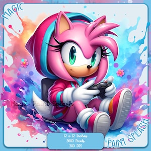 Amy Rose Gamer Watercolor Splash, Clipart Images, Graphics and Artwork ...