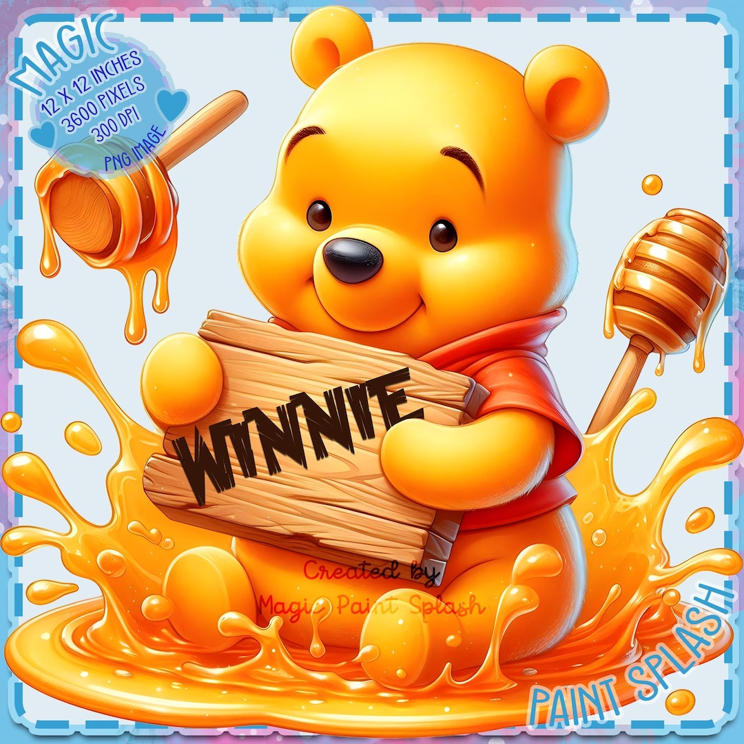 Personalized Winnie the Pooh Sign: Rainbow Clipart (PNG Digital ...