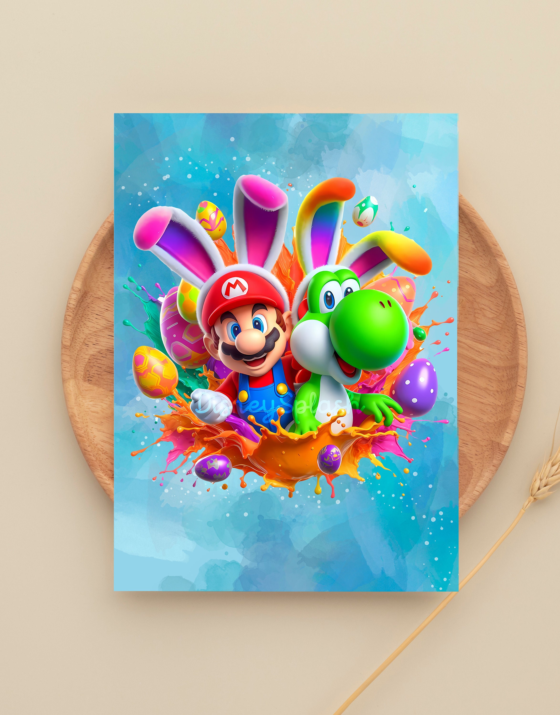 Mario and Yoshi Easter Watercolor Splash, Clipart Images, Graphics and ...