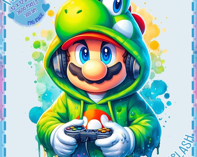 Mario Gamer Watercolor Splash | Clipart Images, Graphics and Artwork ...